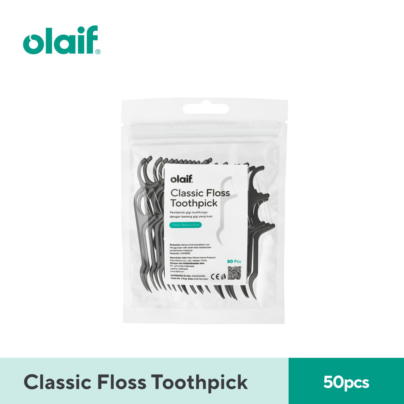 Olaif Classic Floss Toothpick - Tusuk Gigi Floss - 50pcs 50 Pcs Hitam