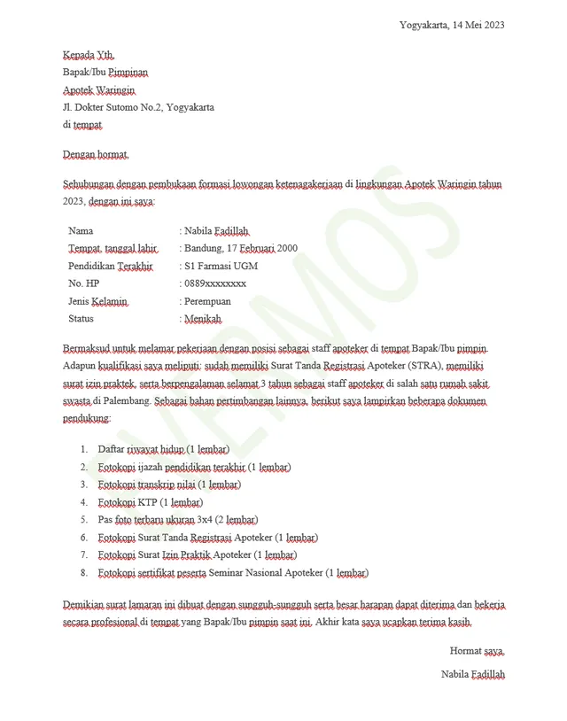 [FREE DOWNLOAD] 5 Contoh Surat Lamaran Kerja di Apotek yang Baik dan ...