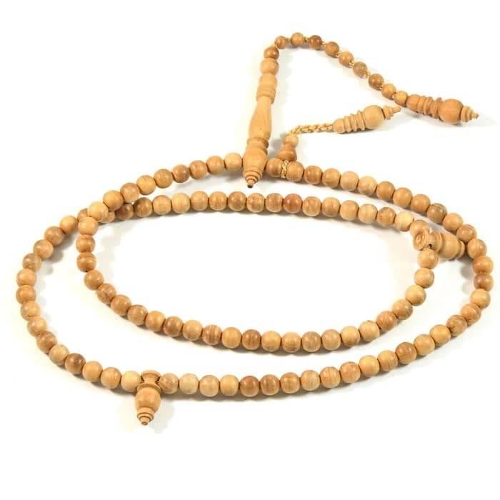 Indahcraft - Tasbih Kayu Bidara Putih Sidr Natural Alami 8 mm Krem Bulat