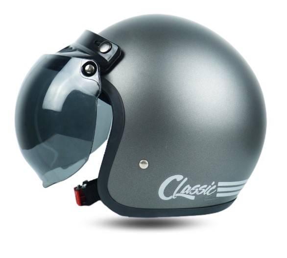 Helm Bogo Dewasa Motor SNI Helm Retro Classic Kaca Cembung Hitam - Grey ...