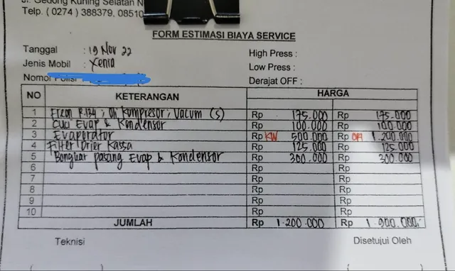 5 Contoh Nota Service Mobil Beserta Format yang Mudah!