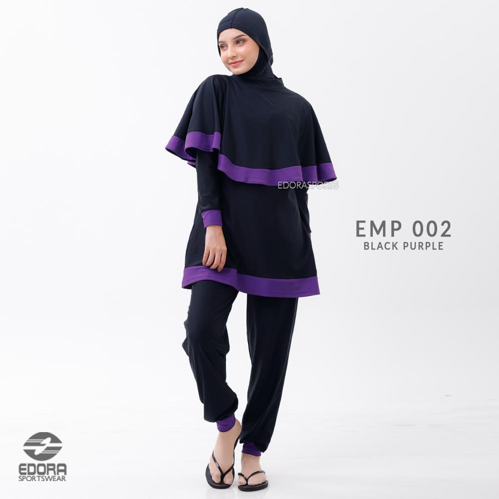 EDORASPORTSWEAR - Baju Renang Muslimah Edora EMP 002 XL Black Purple - Harga Reseller Termurah ...