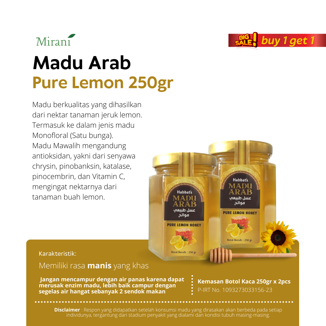 Mirani - buy 1 get 1 madu arab - Harga Reseller Termurah Februari 2025