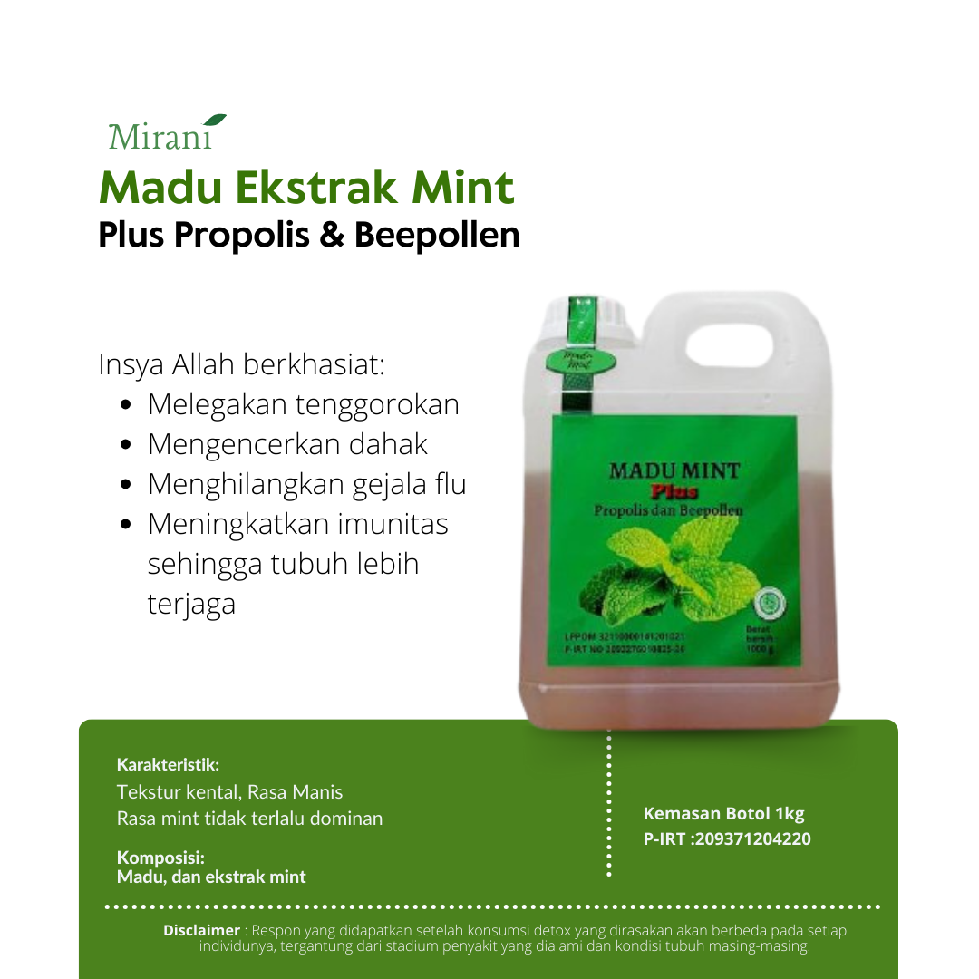 Mirani - Madu Ekstrak Mint Plus Propolis & Beepollen