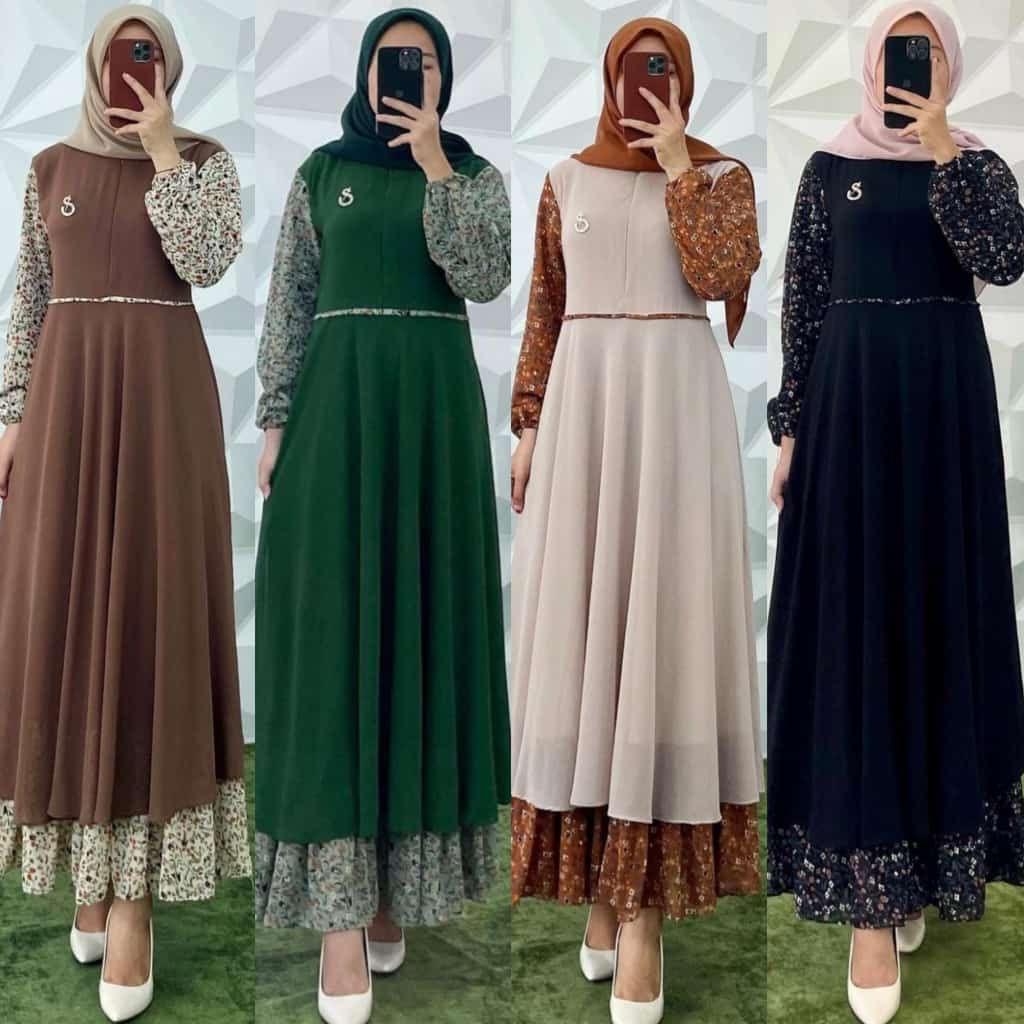Celin Fashion [TA] - Gamis Devia motif - Harga Reseller Termurah Maret 2025